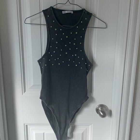 Zara | Tops | Zara Rhinestone Bodysuit | Poshmark